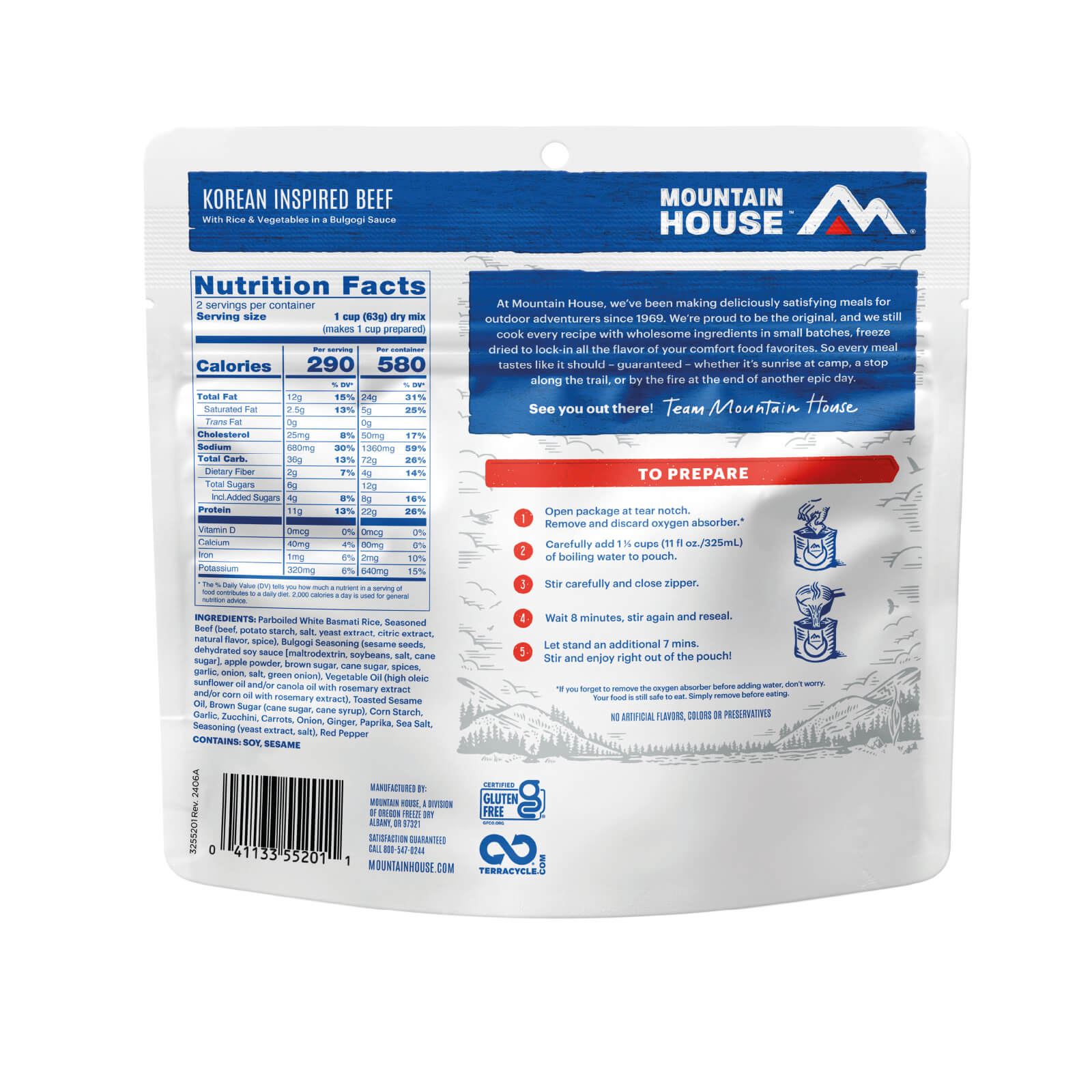 Freeze-Dried Korean Style Beef with Rice & Vegetables - Pouch ...